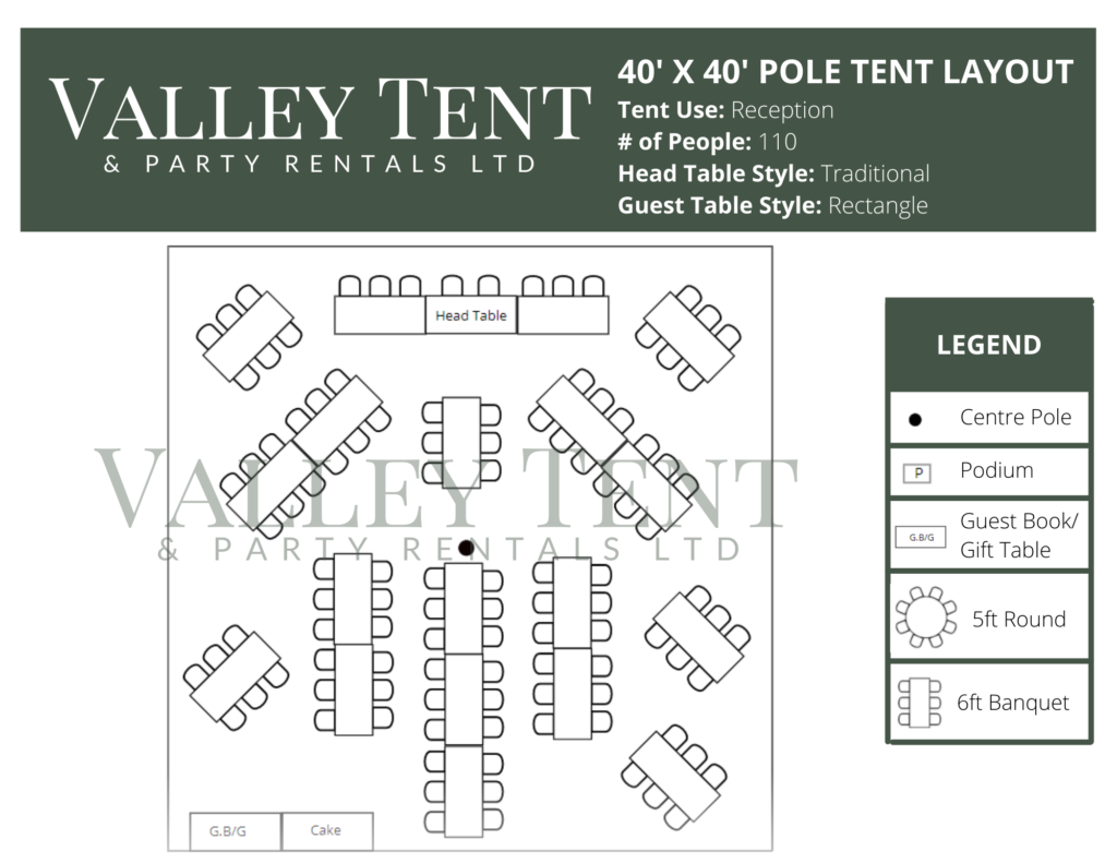 40' x 40' High Peak Pole Tent - Valley Tent & Party Rentals