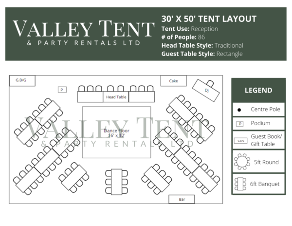 30' x 50' Frame Tent - Valley Tent & Party Rentals