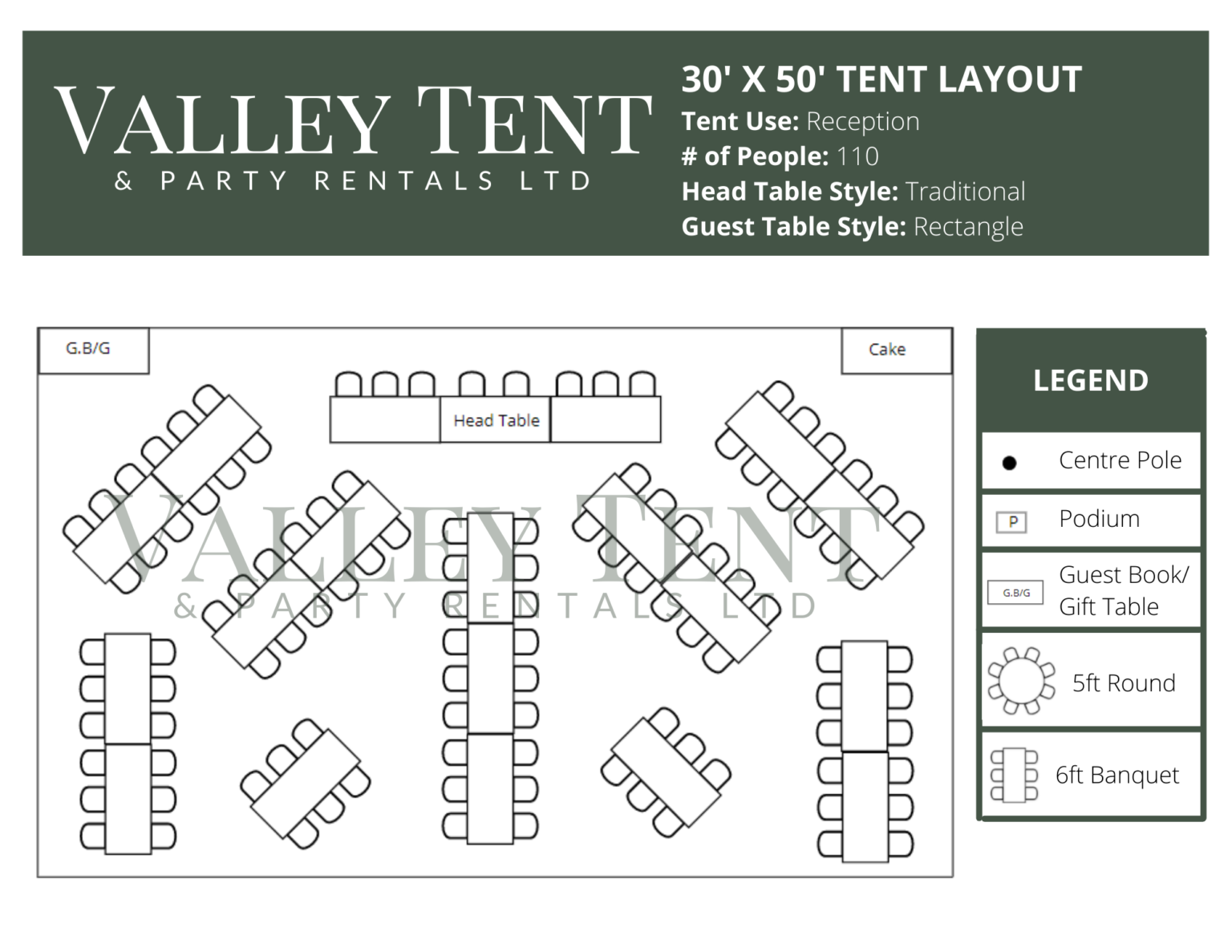 30' x 50' Frame Tent - Valley Tent & Party Rentals
