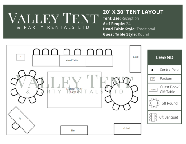 20' x 30' Frame Tent - Valley Tent & Party Rentals