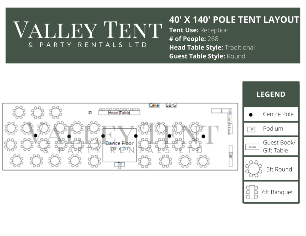 40' x 140' High Peak Pole Tent - Valley Tent & Party Rentals
